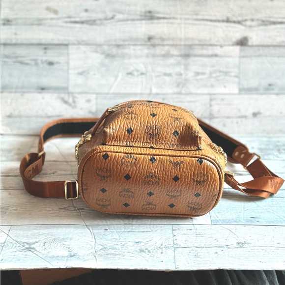 MCM | Bags | Mcm Stark Visetos Small Sidestud Backpack Cognac Euc ...